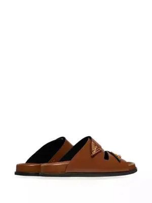 VANDA NOVAK Leather Double Strap Flat Sandals
