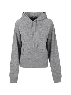 TOM FORD Cashmere Cotton Croco Jacquard Jersey Hoodie - Grey