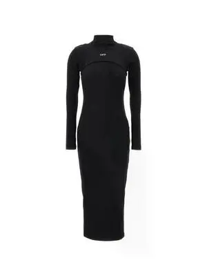 Off-White Off Stamp Cut-out Midi Dress - Black