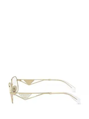 Prada Geometric Logo Glasses - Gold
