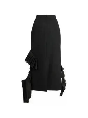 Erdem Ruffled Embroidered Midi Skirt