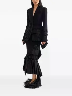 Erdem Ruffled Embroidered Midi Skirt