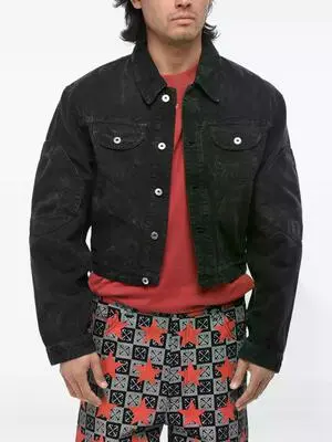 Off-White Garment-dyed Denim Jacket With Rear Zip Detail