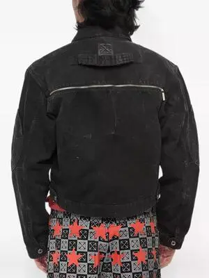 Off-White Garment-dyed Denim Jacket With Rear Zip Detail