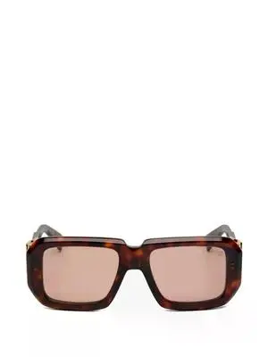 Balmain Rectangular Acetate Sunglasses With Gold Anthem Buckle - Brown