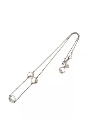 Fendi Tone Rhinestone Embellished "f Is" Logo Necklace - Silver