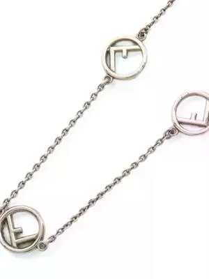Fendi Tone Rhinestone Embellished "f Is" Logo Necklace