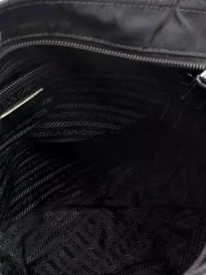 Prada 2000s Logo Plate Shoulder Bag - Black