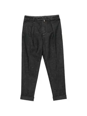 BERWICH Pleated Turn-up Trousers - Black