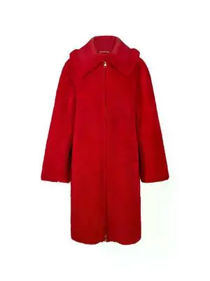 BOSS Shearling-texture Zip-up Coat - Red