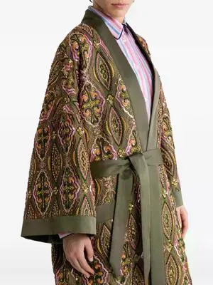 Etro Kimono Coat With Floral Medallion Embroidery And Beads