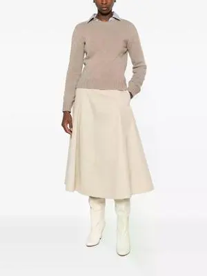 ARAGONA Long-sleeve Ribbed Knit Sweater - Neutrals