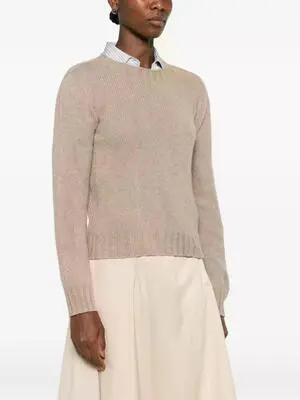 ARAGONA Long-sleeve Ribbed Knit Sweater - Neutrals