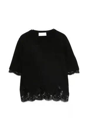 ERMANNO FIRENZE Short-sleeve Lace-trim T-shirt - Black