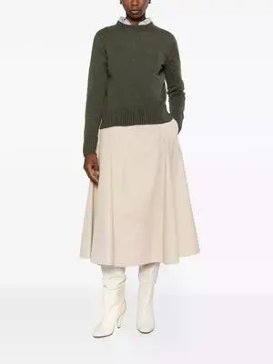 ARAGONA Long-sleeve Ribbed-trim Sweater - Green