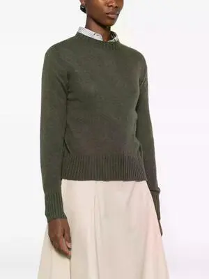 ARAGONA Long-sleeve Ribbed-trim Sweater - Green