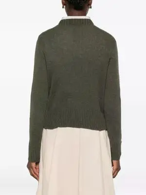 ARAGONA Long-sleeve Ribbed-trim Sweater - Green