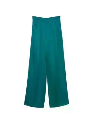 Max Mara Wide Leg Satin Finish Trousers - Blue