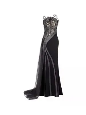 GABY CHARBACHY Sculptural-detail Strapless Maxi Dress - Black