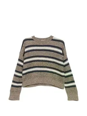 Brunello Cucinelli Striped Crew-neck Sweater - Brown