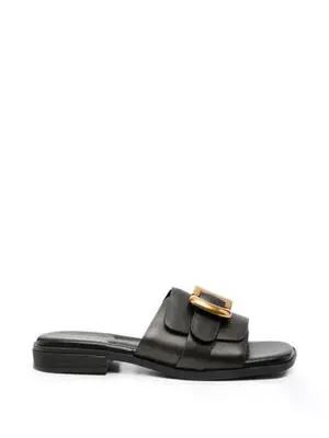 SERGIO MORETTI FIRENZE Buckle Detail Square-toe Flat Sandals