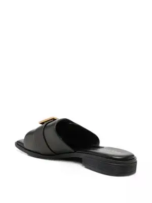 SERGIO MORETTI FIRENZE Buckle Detail Square-toe Flat Sandals
