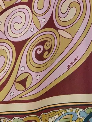 La DoubleJ Kells Swirl Placed Burgundy Silk Twill Roy Dress - Red