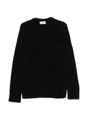 ATOMO FACTORY Crew Neck Long Sleeve Sweater - Black
