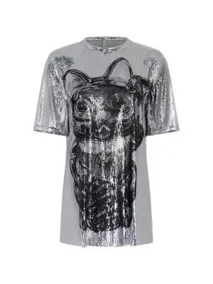 Rabanne Ohmori Cat-print Chainmail Mini Dress