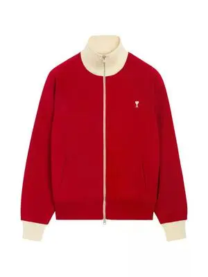 AMI Paris Zipped Cotton Sweatshirt With De Coeur