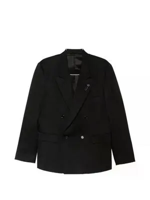 LARDINI Double-breasted Peak-lapel Blazer - Black