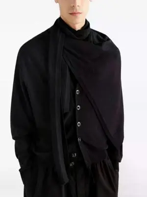 LEMAIRE Trompe L'oeil Scarf In Merino Blend - Black