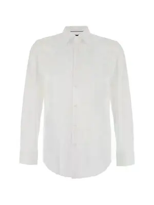 BOSS Classic-collar Button-up Shirt - White