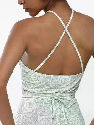 Off-White Maiolica Print Halterneck Dress