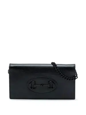 Gucci 2016-2026 Calfskin Horsebit 1955 Monochrome Wallet On Chain Crossbody Bag - Black
