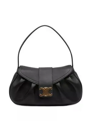 Celine 2023 Medium Calfskin Triomphe Polly Shoulder Bag - Black
