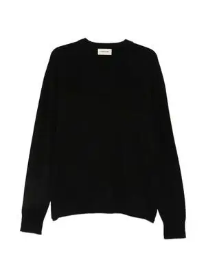 ATOMO FACTORY Crew Neck Ribbed Trim Sweater - Black