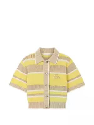 Palm Angels Striped Open-knit Cropped Cardigan