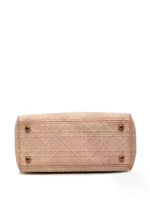 Dior Medium Embroidered Canvas Cannage Lady D Lite Satchel - Pink