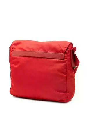 Prada 2013-2026 Saffiano Trimmed Tessuto Zip Buckle Messenger Bag Crossbody Bag - Red
