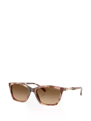 Emporio Armani Tortoiseshell-effect Rectangle-frame Sunglasses - Red
