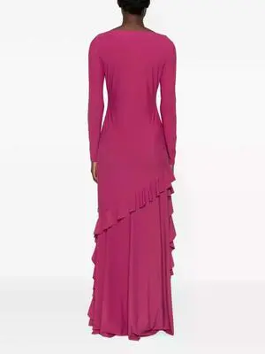 Moschino Magenta Asymmetrical Ruffled Dress
