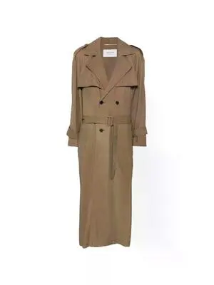 Saint Laurent Double-breasted Belted Trench Coat - Brown