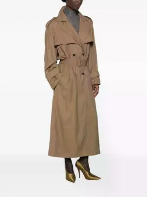 Saint Laurent Double-breasted Belted Trench Coat - Brown