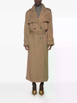 Saint Laurent Double-breasted Belted Trench Coat - Brown