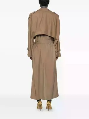 Saint Laurent Double-breasted Belted Trench Coat - Brown