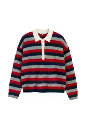 Chinti & Parker Striped Merino Wool Polo Sweater