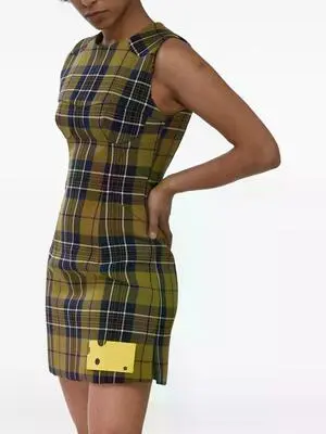 Off-White Tartan-print Mini Dress - Green