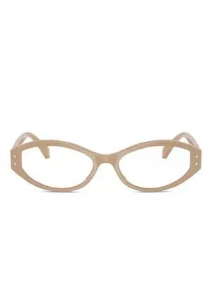 Michael Kors Corvara Oval-frame Studded Glasses - Neutrals