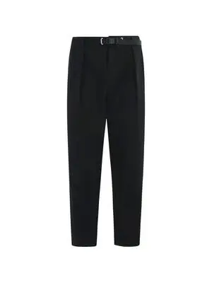 WHITE SAND Buckle-fastening Pleated Trousers - Black